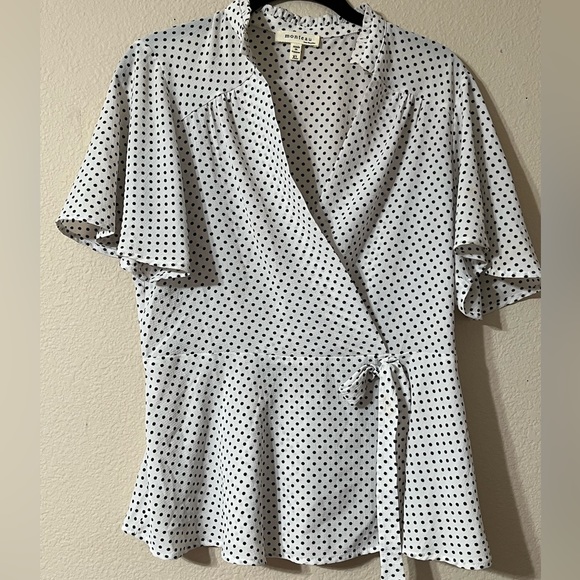 Monteau | Tops | Monteau Polka Dot Faux Wrap Top With Ribbon Tie | Poshmark